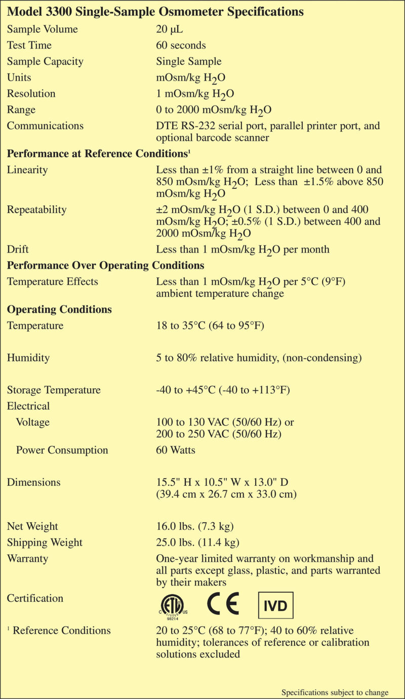 Advanced Instruments 3300 Micro Osmometer FOR SALE